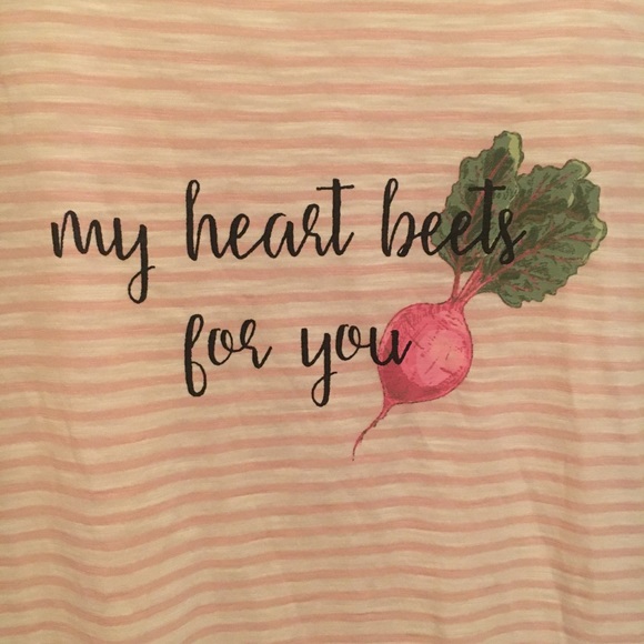 Maison Jules | Tops | New Soft Pink Striped Jules Heart Beet Tee | Poshmark